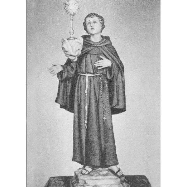 Statue Saint Pascal Polychrome Antique